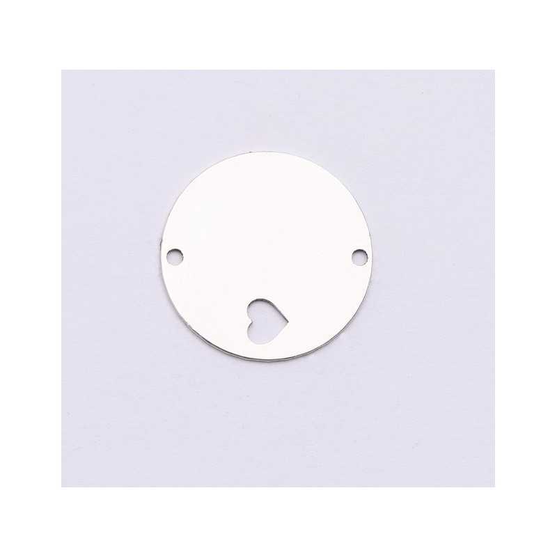 E0951-N-Banut argint decupat cu inimioara 0.50mm 2 gauri